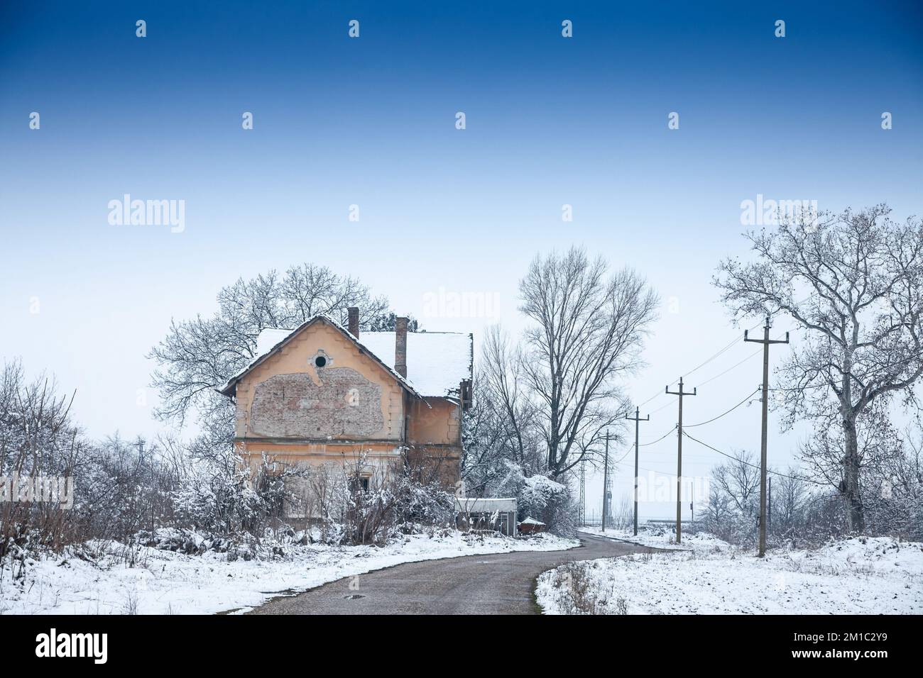 Picture of the railway train station at Bavaniste, Serbia, taken during ...
