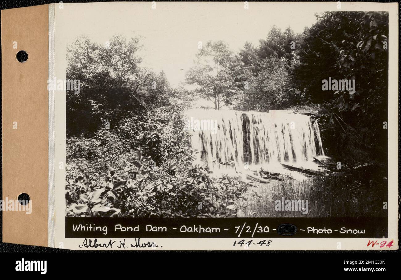 Whiting Pond Dam, Albert H. Moss, Oakham, Mass., Jul. 2, 1930 : Parcel ...