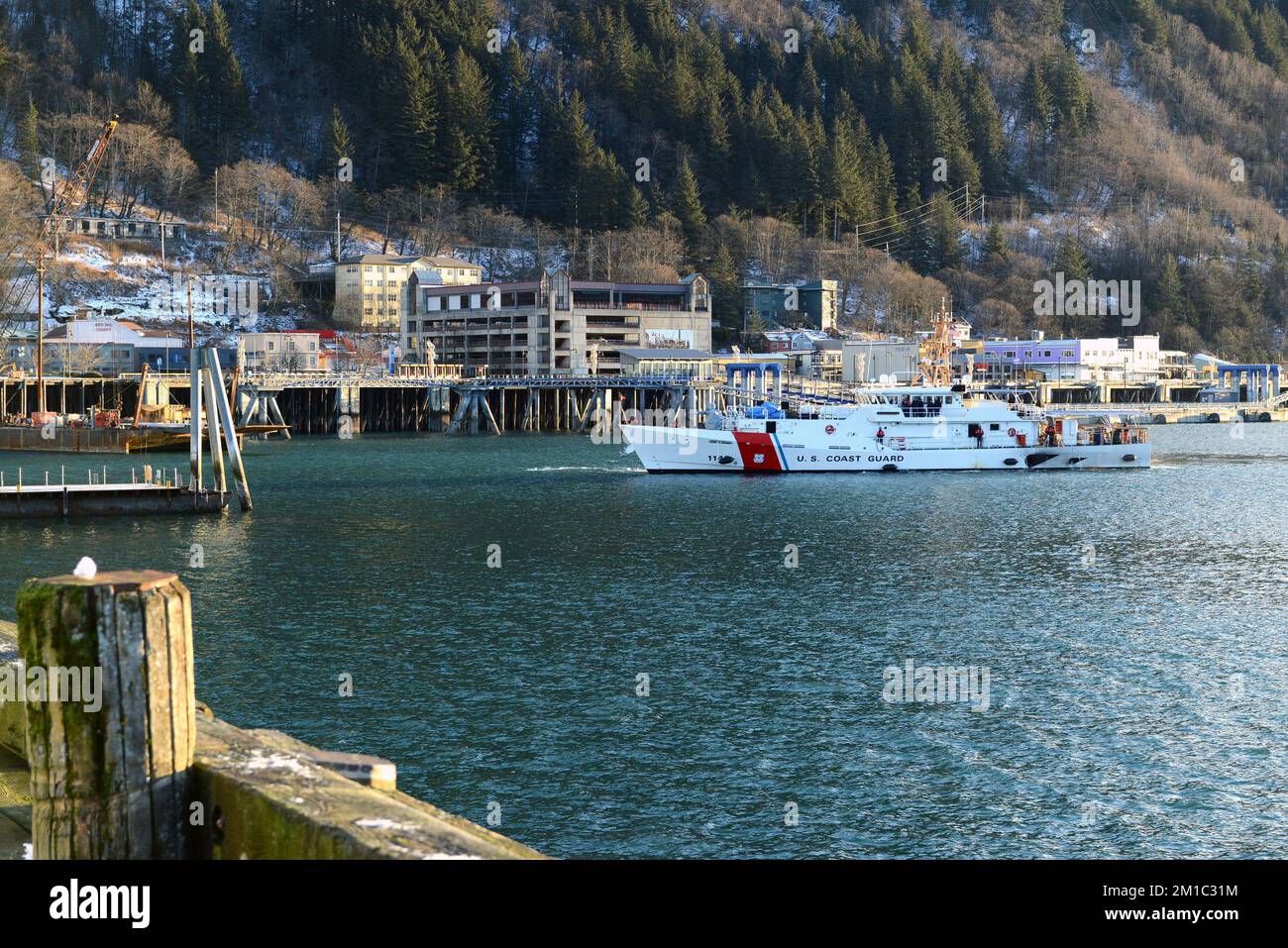 The Coast Guard Cutter Douglas Denman crew pulling into port in Juneau ...