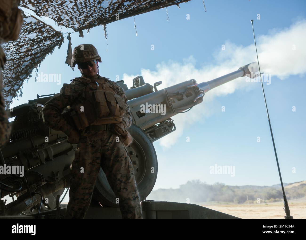 U.S. Marine Lance Cpl. Diego Miranda, a field artillery cannoneer with India Battery, 1st ...