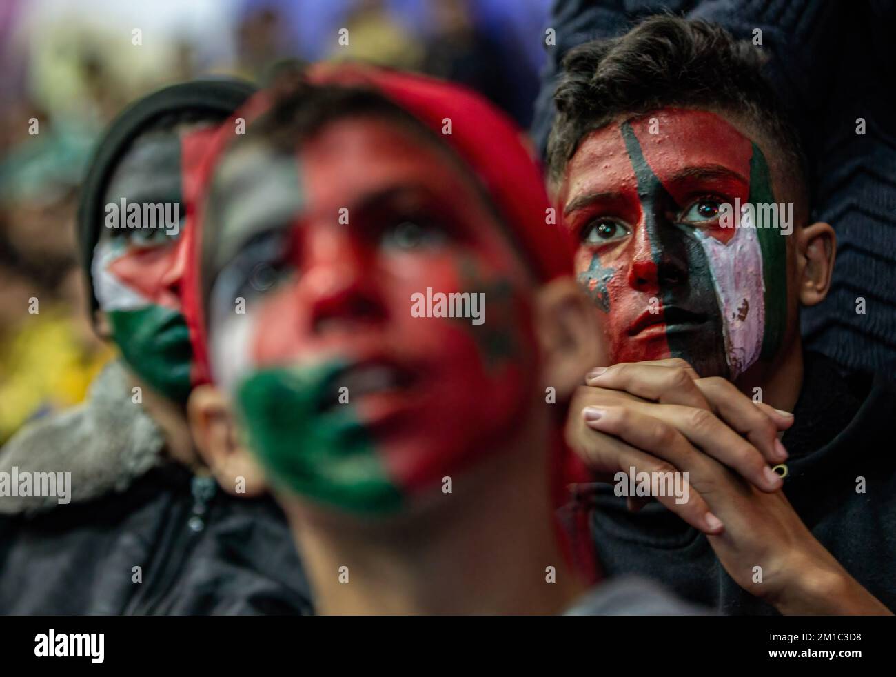 Gaza, Palestine. 10th Dec, 2022. Young Palestinians boys with painted ...