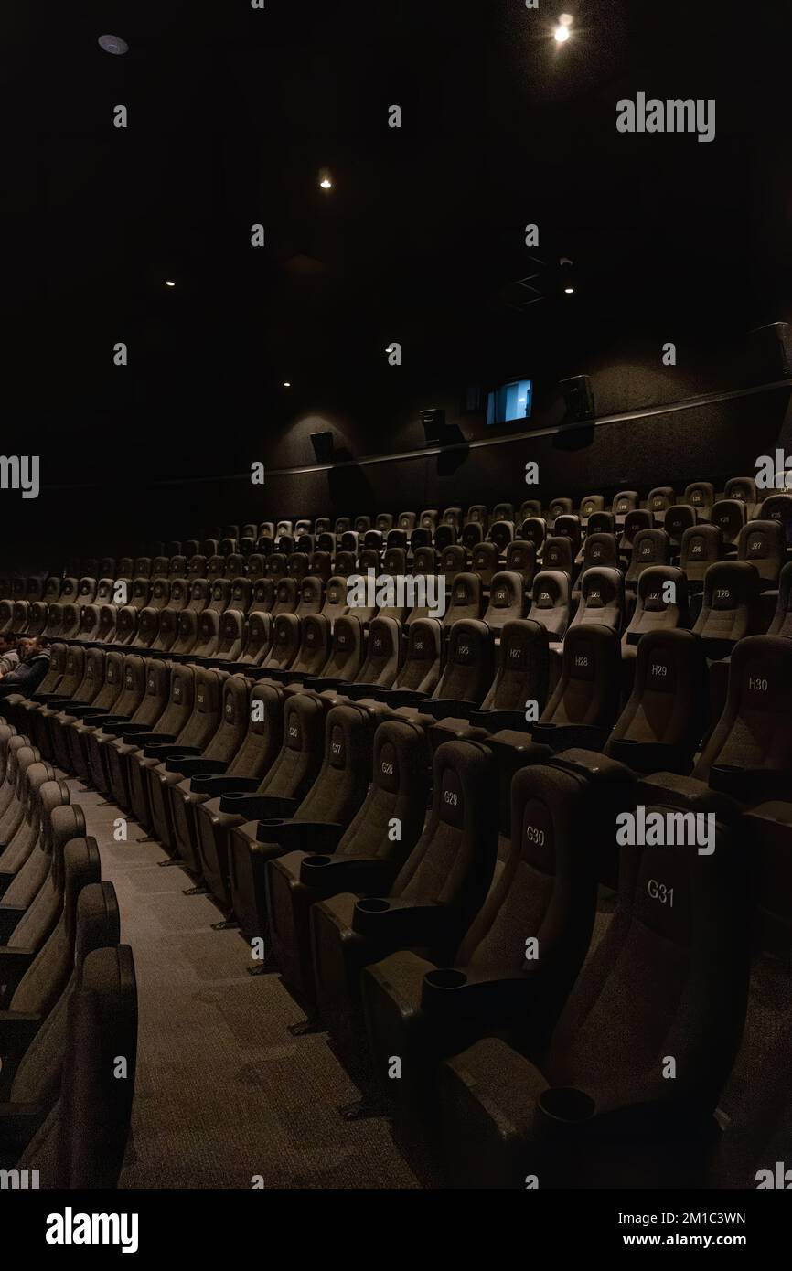 auditorium with empty cinema type seating, conference about to begin ...