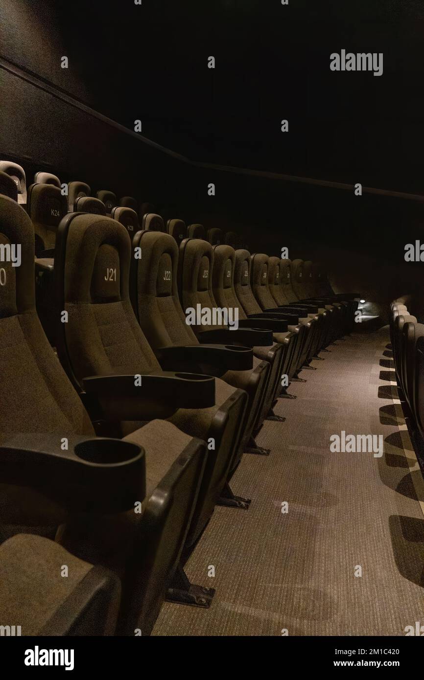 auditorium with empty cinema type seating, conference about to begin ...