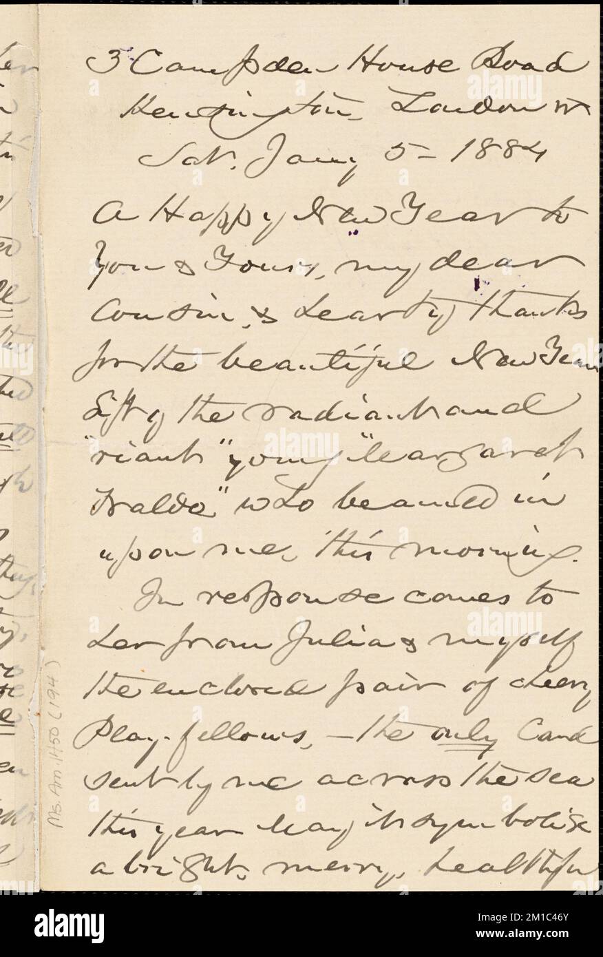 William Henry Channing autograph letter to Thomas Wentworth Higginson ...