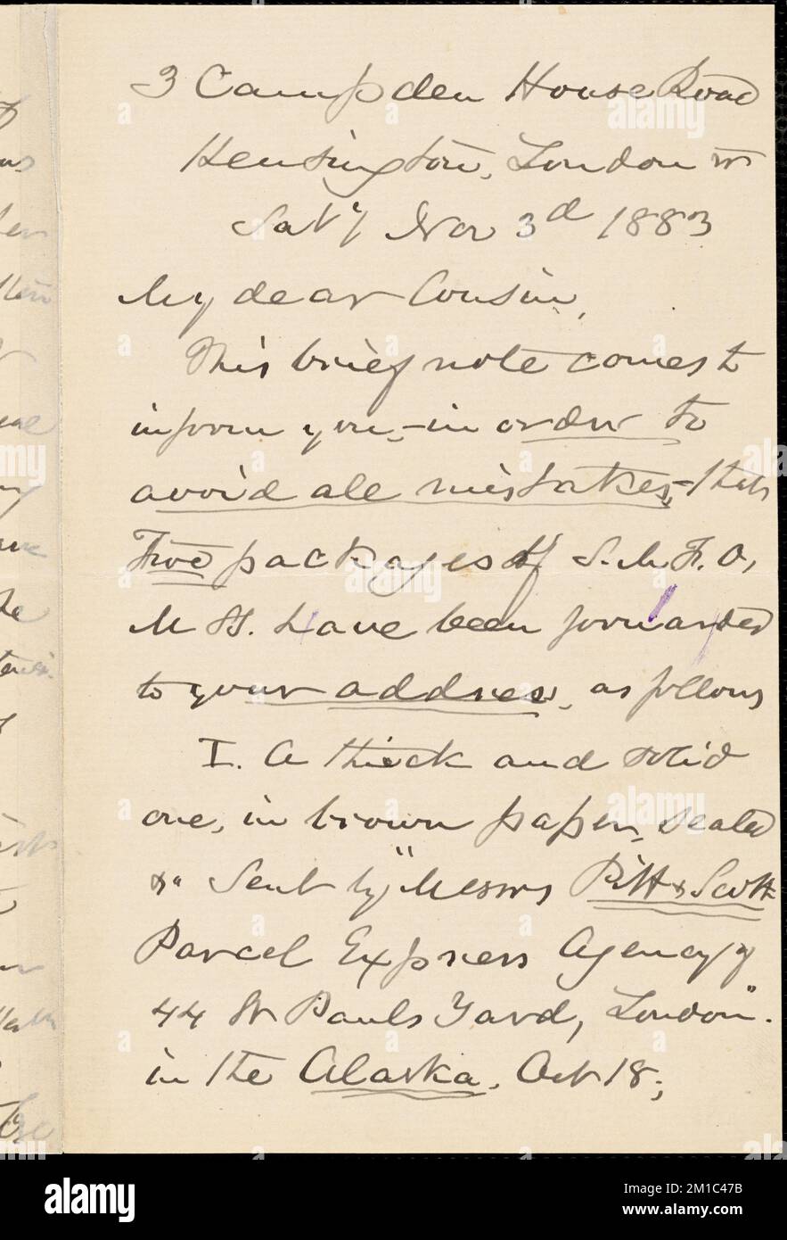 William Henry Channing autograph letter signed to Thomas Wentworth ...