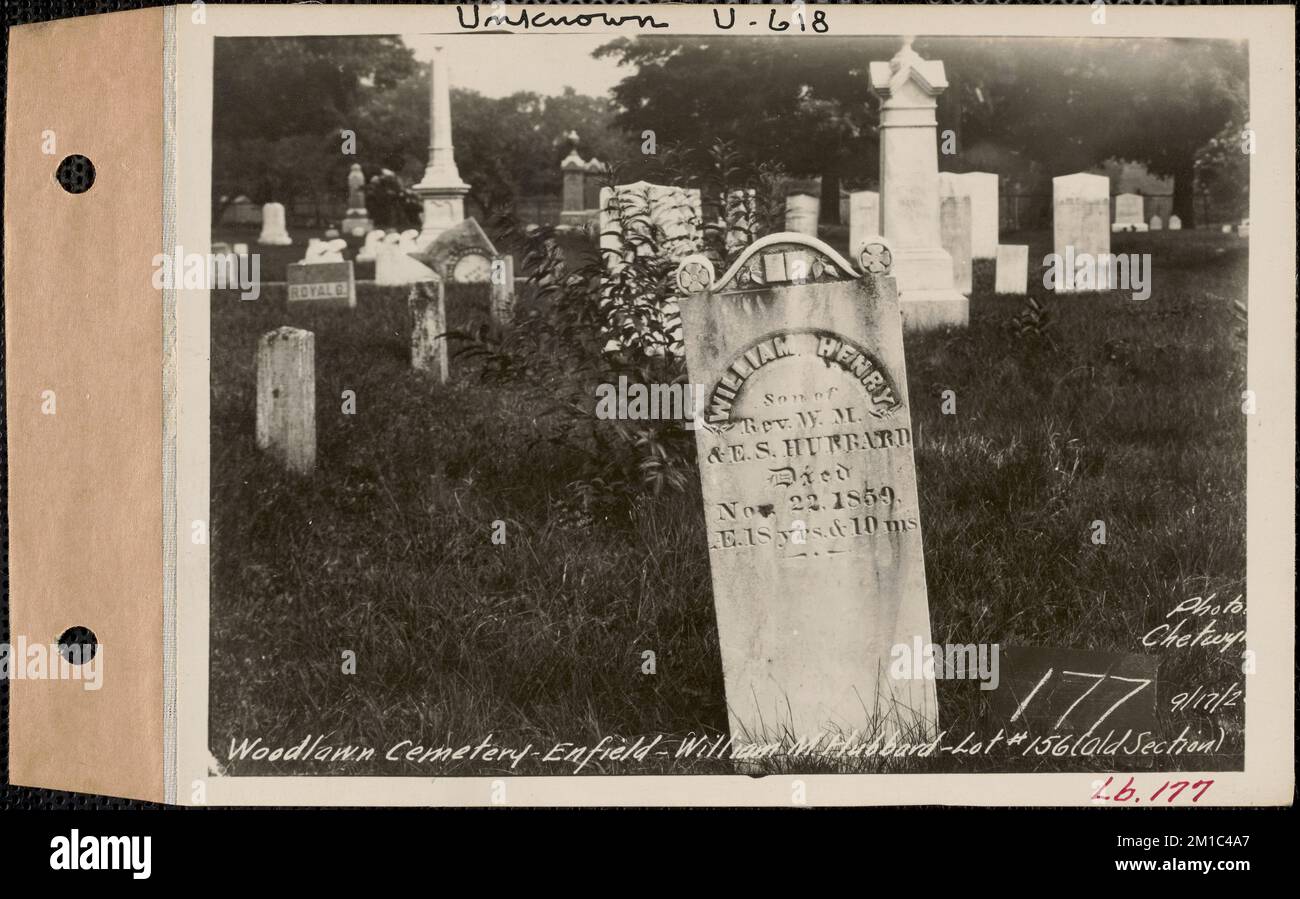 William M. Hubbard, Woodlawn Cemetery, old section, lot 156, Enfield ...