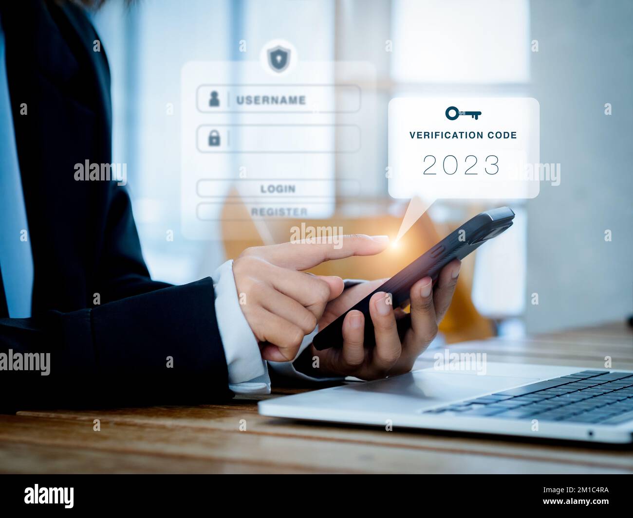 Two steps authentication (2FA) concept. 2023, Verification code and key ...