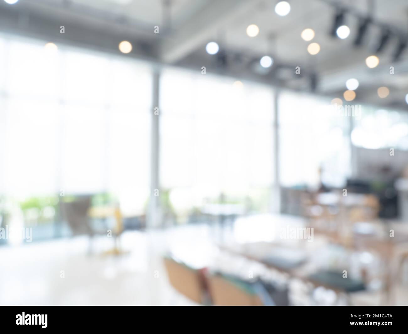 Abstract blurred modern workspace background, white indoor interior ...