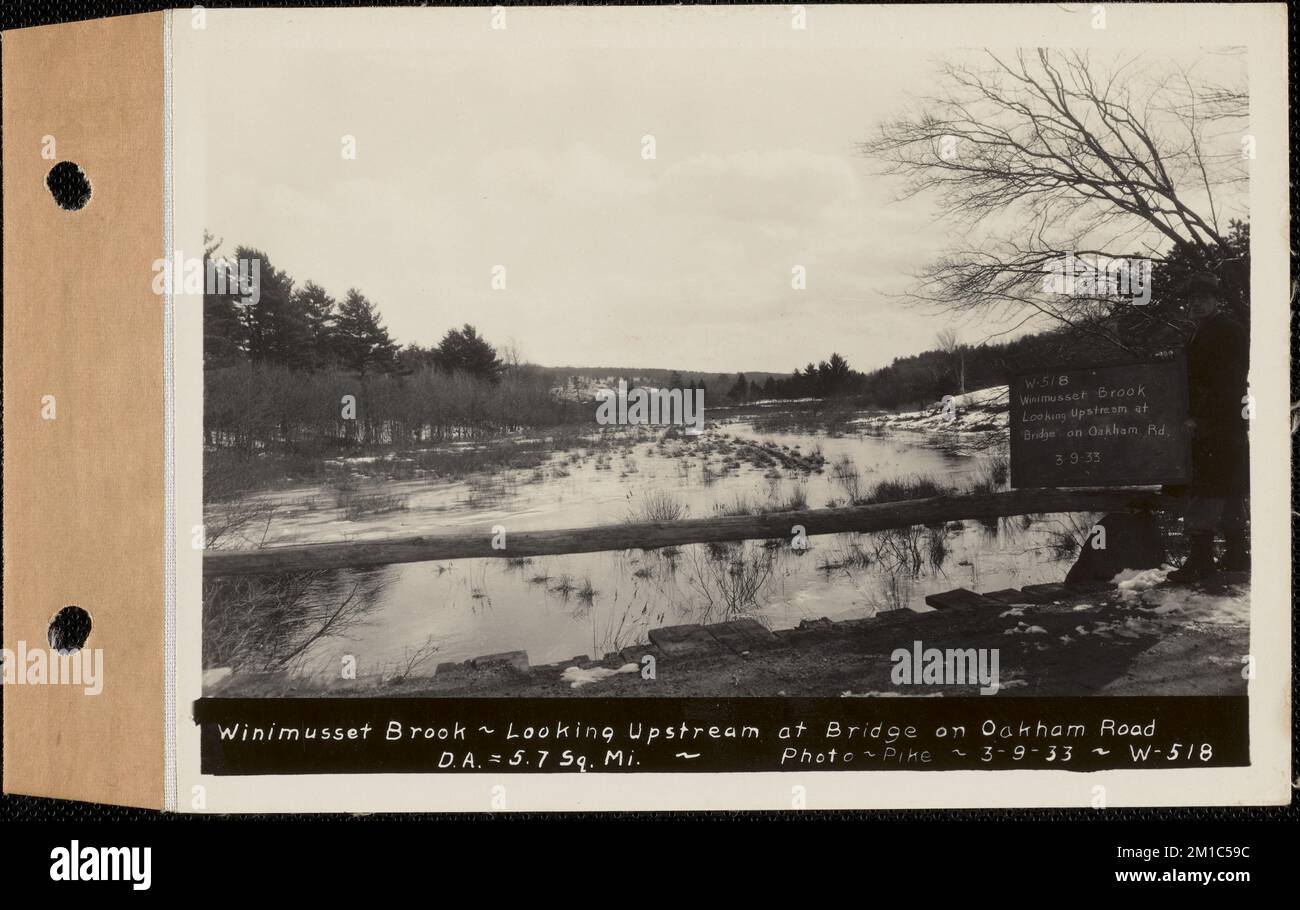 Winimusset Brook, looking upstream at bridge on Oakham Road, drainage ...