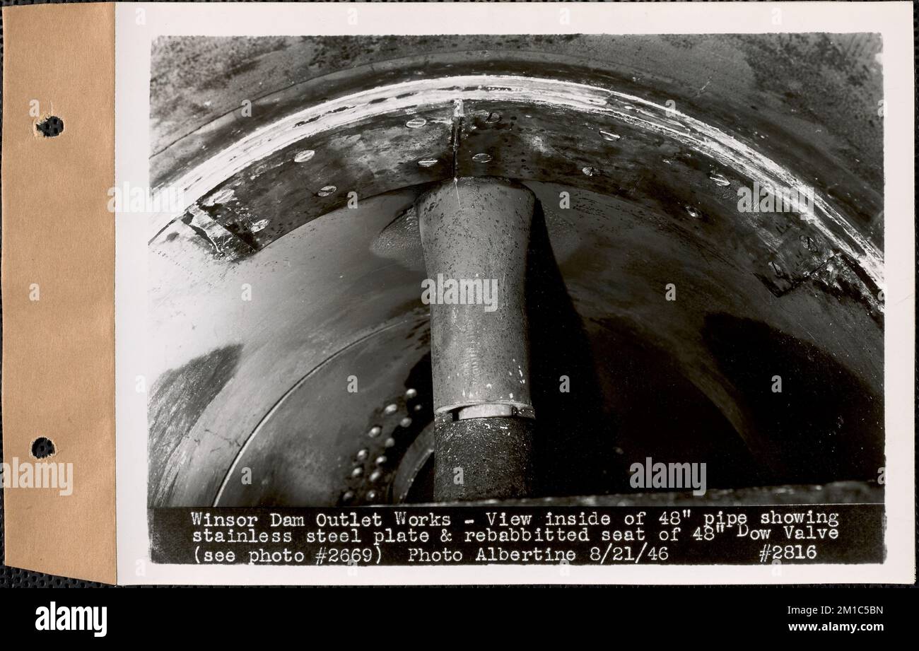 Winsor Dam Outlet Works, view inside of 48' pipe showing stainless ...