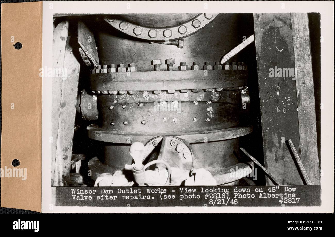 Winsor Dam Outlet Works, view looking down on 48' Dow valve after ...