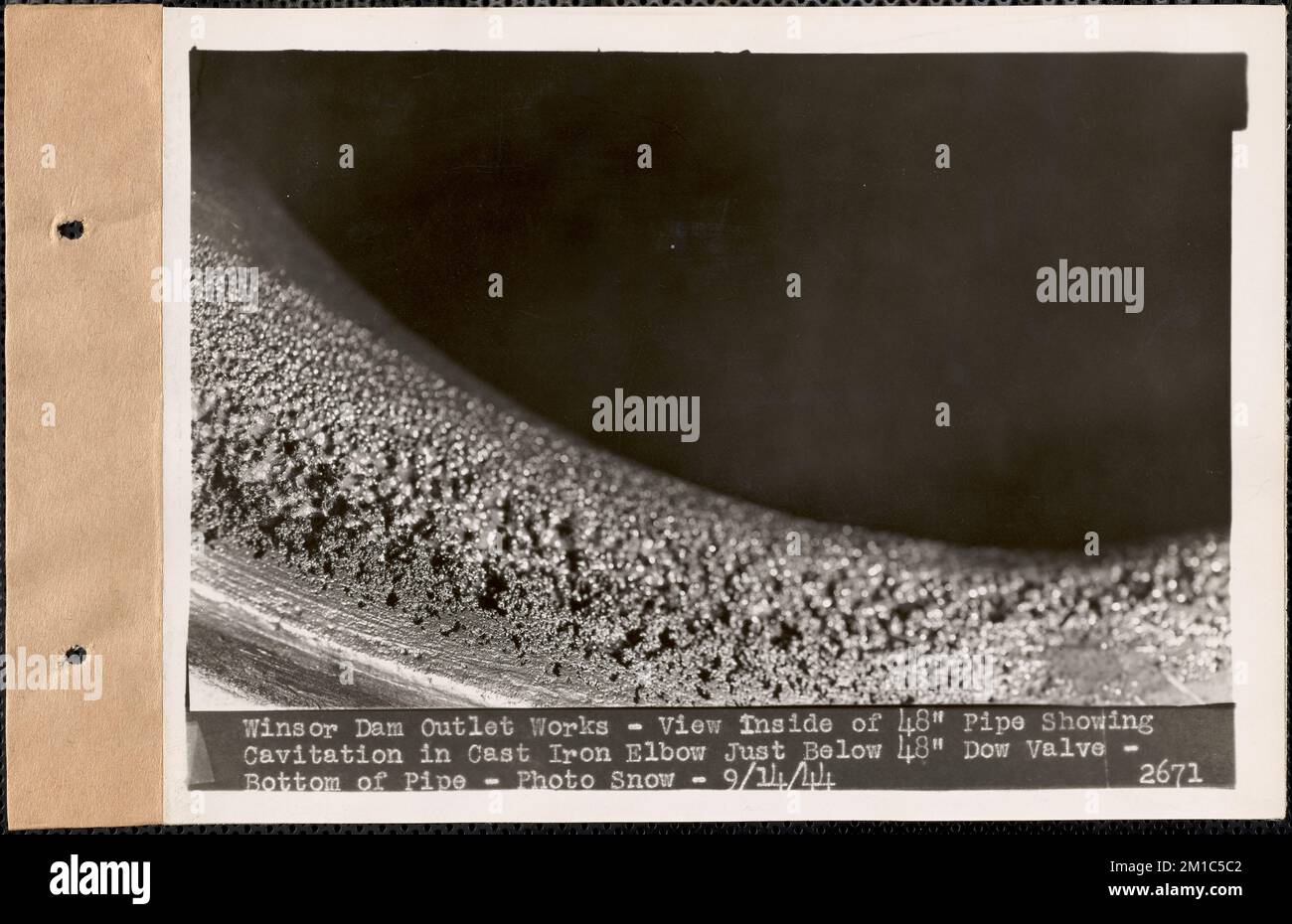 Winsor Dam Outlet Works, view inside of 48' pipe showing cavitation in ...