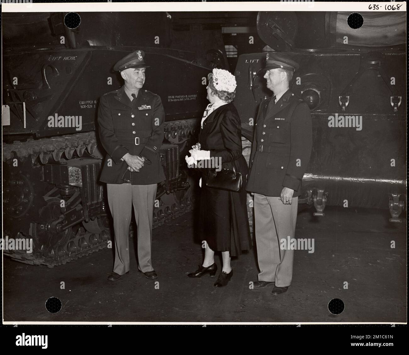 Woman and two officers , Military officers, Watertown Arsenal Mass ...