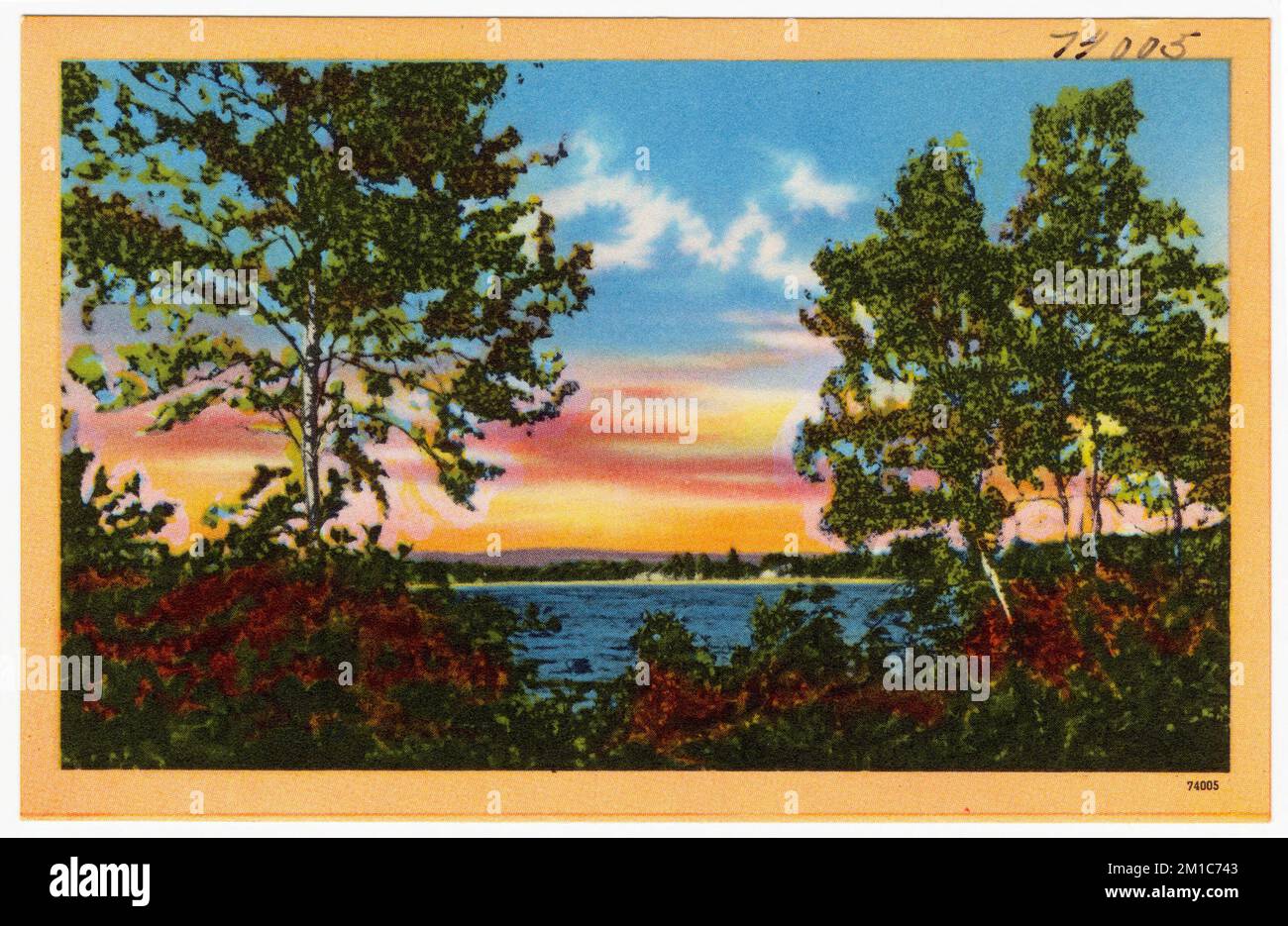 A beautiful sunset in New Hampshire , Lakes & ponds, Tichnor Brothers ...