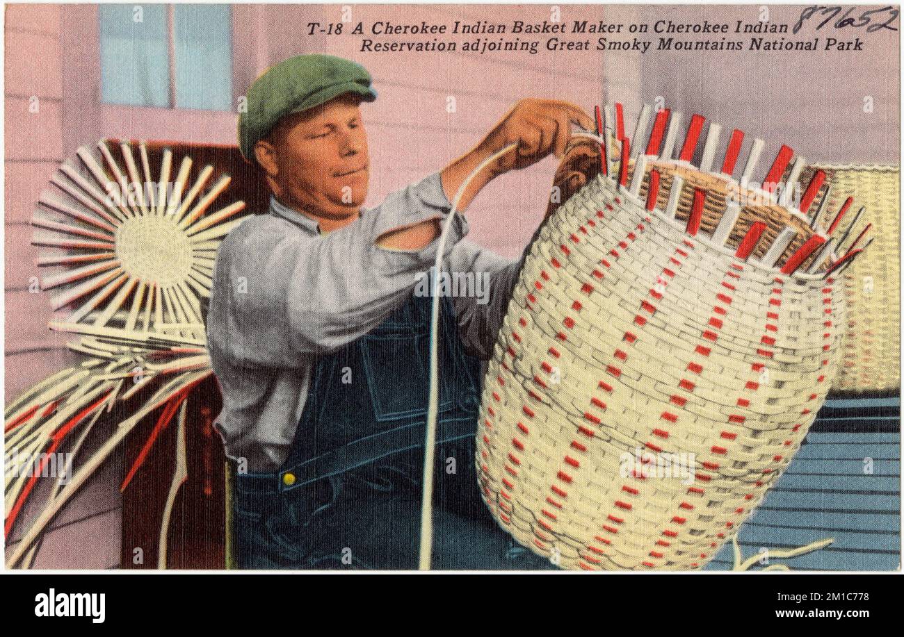 A Cherokee Indian Basket Maker on Cherokee Indian Reservation adjoining ...