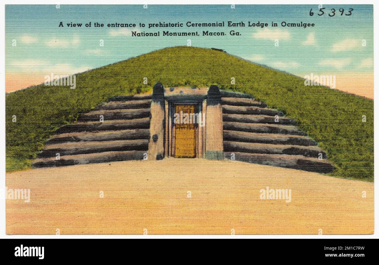 A view of the entrance to prehistoric Ceremonial Earth Lodge in ...