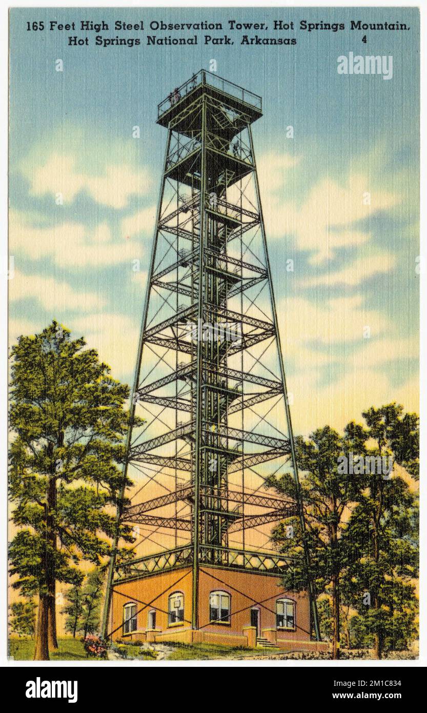 165 feet high steel observation tower, Hot Springs Mountain, Hot ...