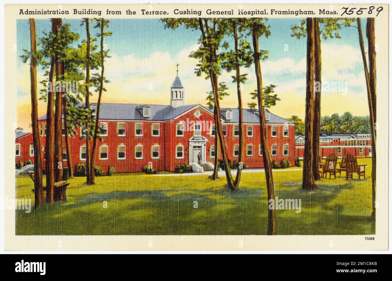 Administration building from the terrace, Cushing General Hospital ...