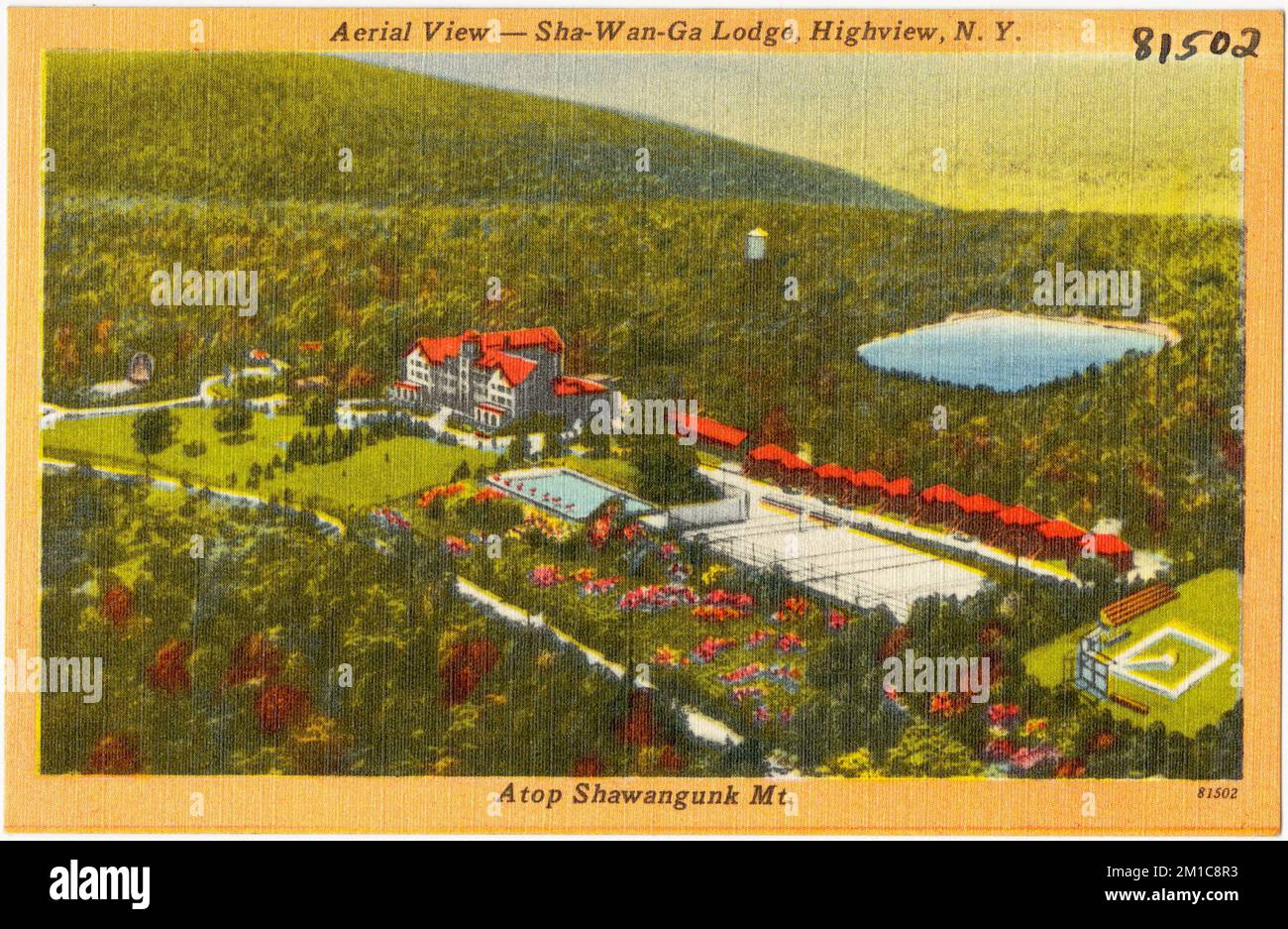 Aerial view -- Sha-Wan-Ga Lodge, Highview, N. Y. Atop Shawagunk Mt ...