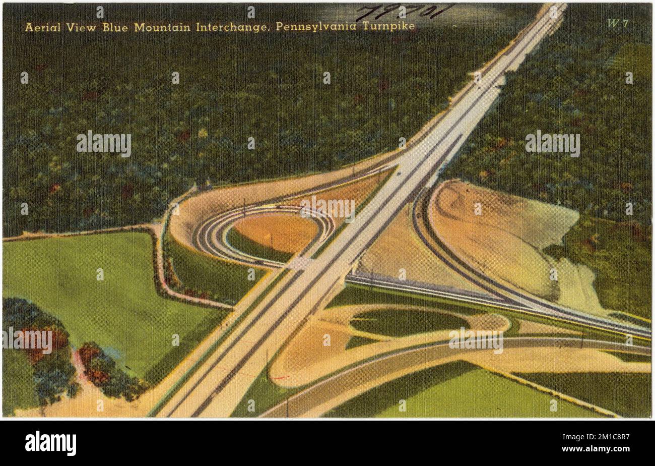 Aerial view Blue Mountain Interchange, Pennsylvania Turnpike , Roads ...