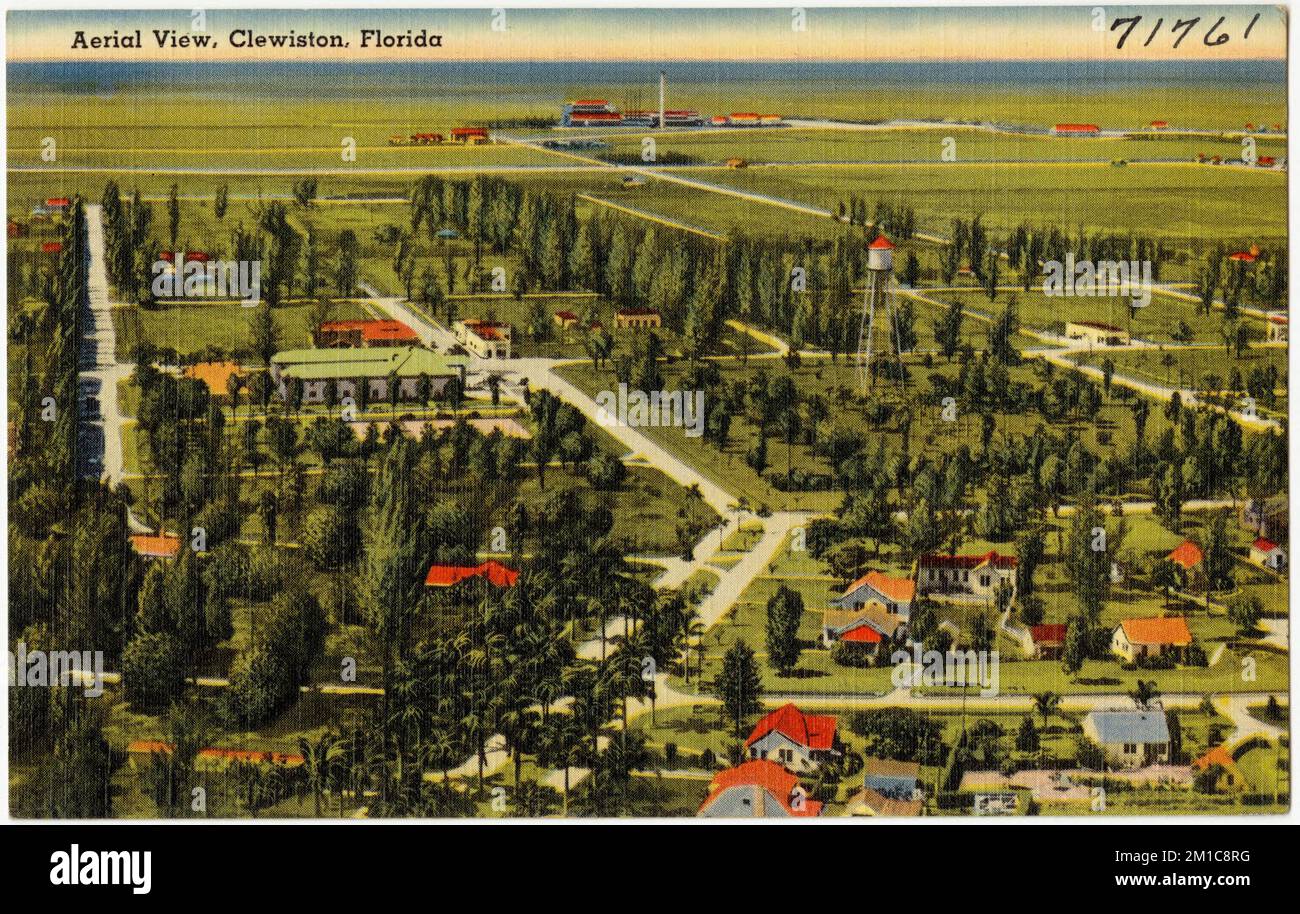 Aerial view, Clewiston, Florida , Cities & towns, Tichnor Brothers ...