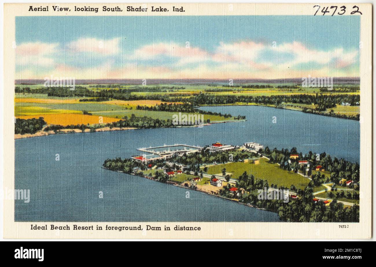 Aerial view, looking south, Shafer Lake, Ind., Ideal Beach Resort in ...