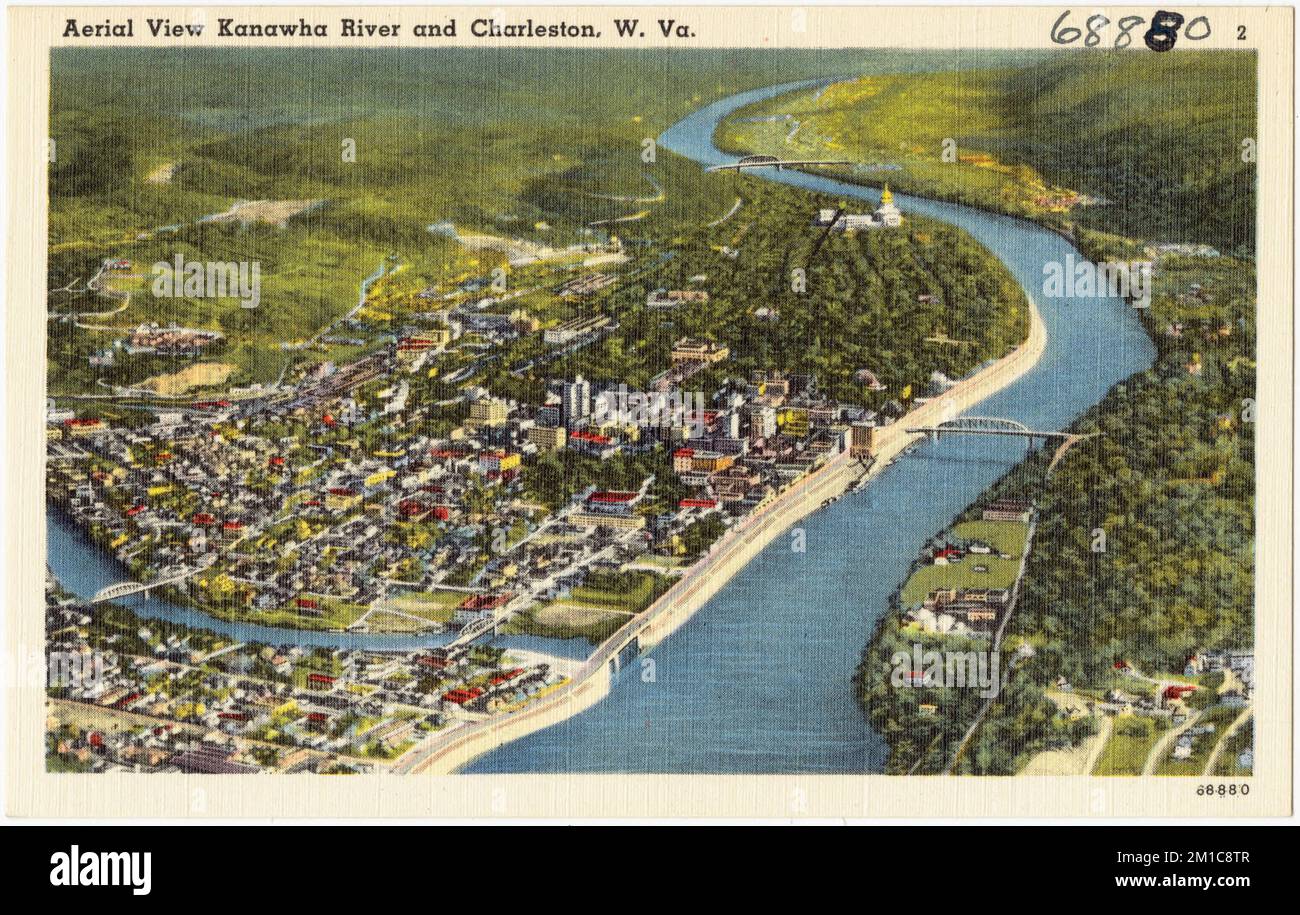 Aerial view Kanawha River and Charleston, W. Va. , Cities & towns ...