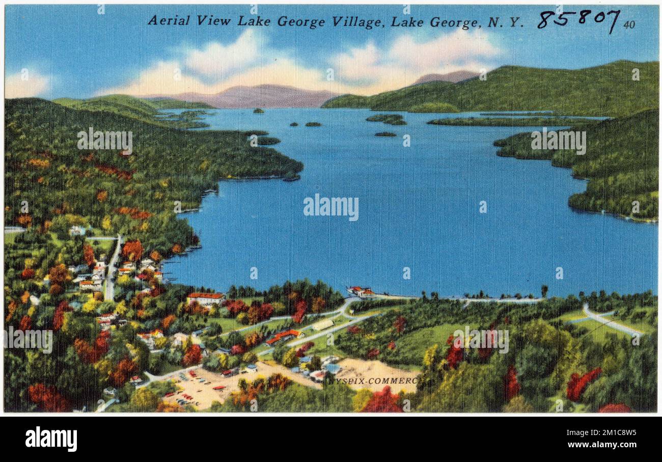 Aerial view Lake George Village, Lake George, N. Y. , Lakes & ponds ...