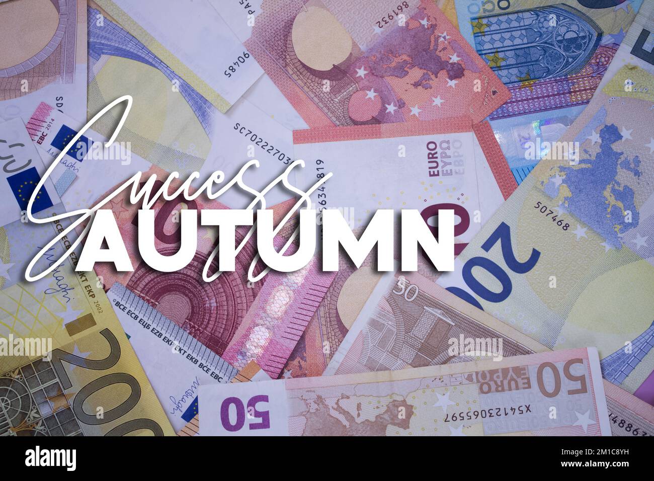 Success Autumn word with money. Paper currency background with ...