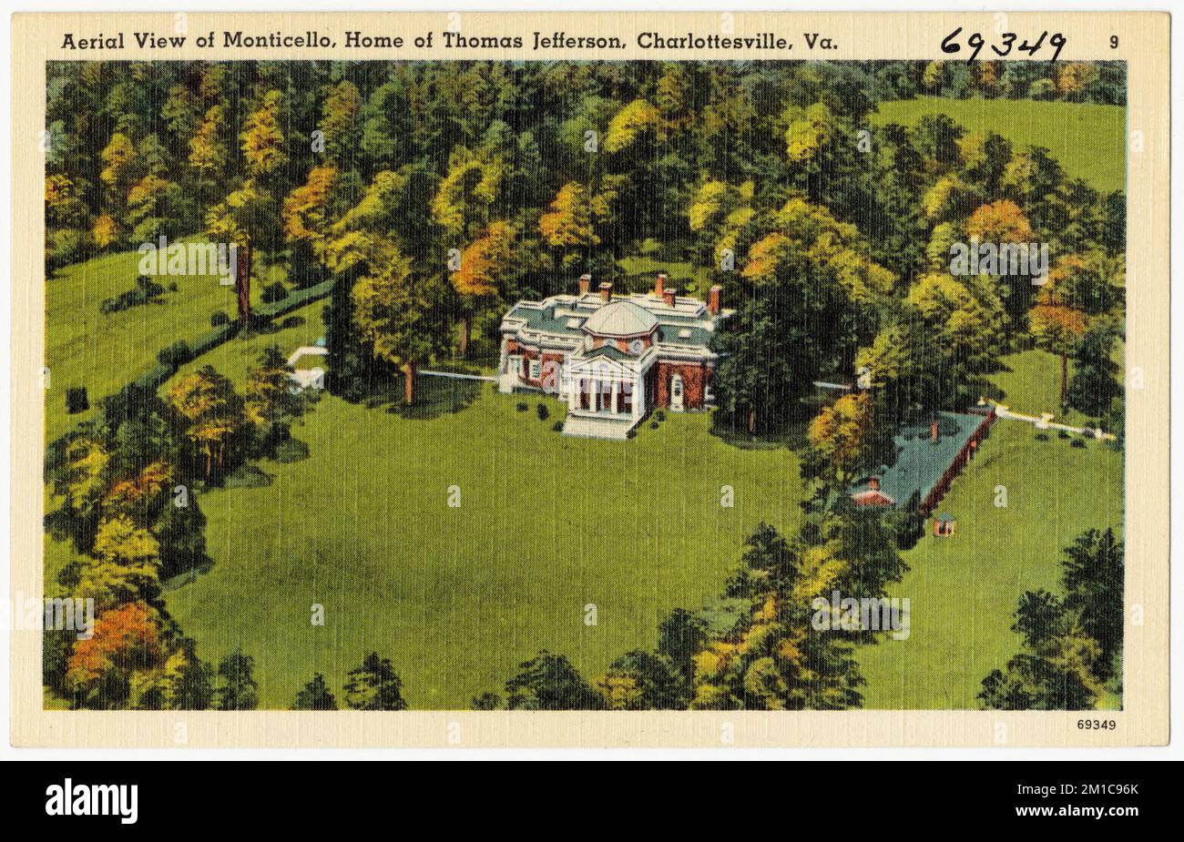 Aerial view of Monticello, home of Thomas Jefferson, Charlottesville ...