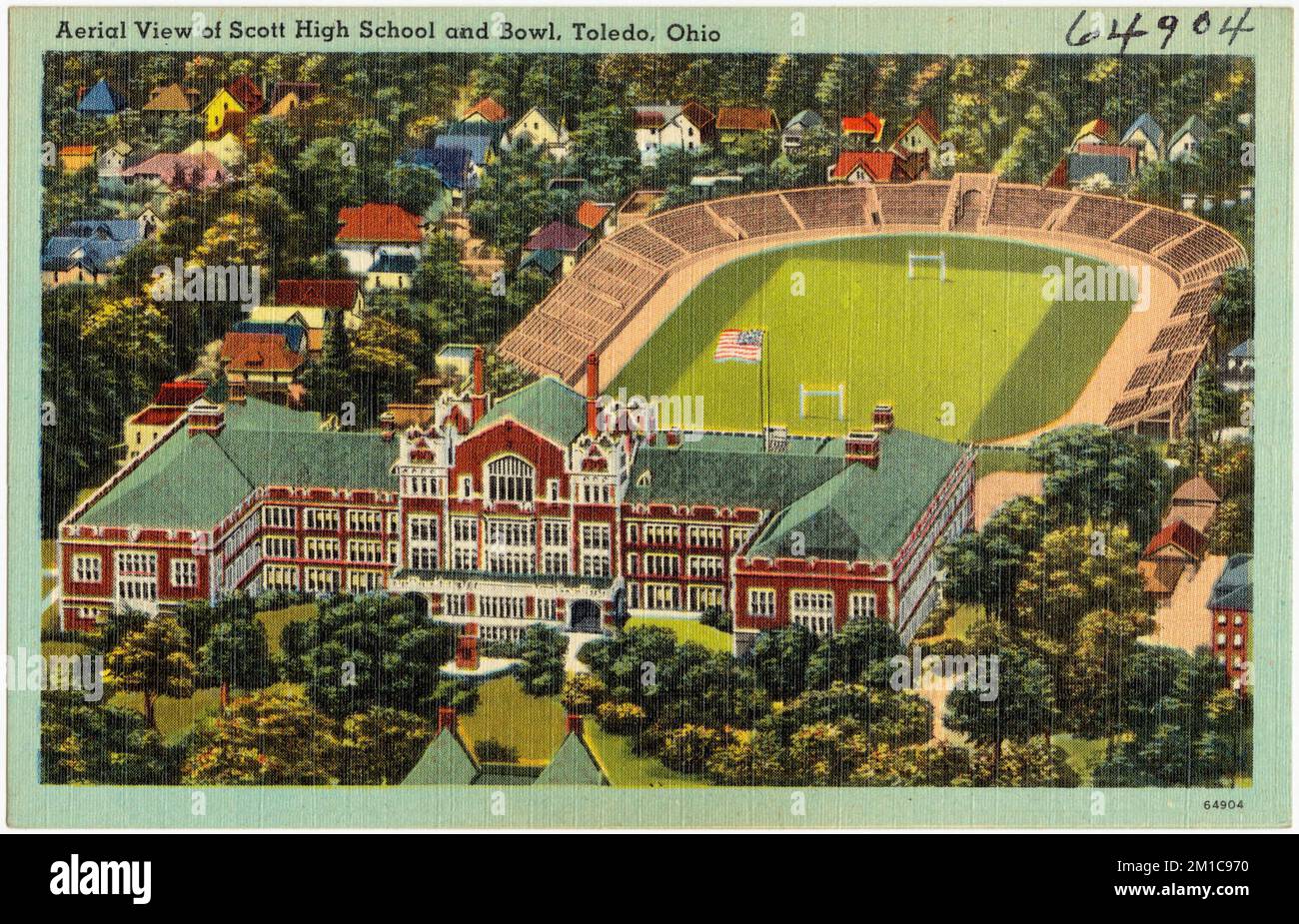Aerial view of Scott High School and bowl, Toledo, Ohio , Schools ...