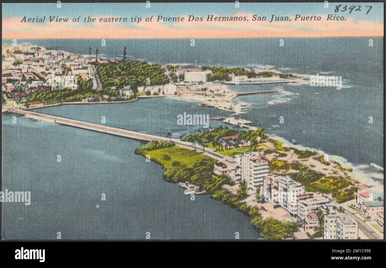 Aerial view of the eastern tip of Puente Dos Hermanos, San Juan, Puerto ...