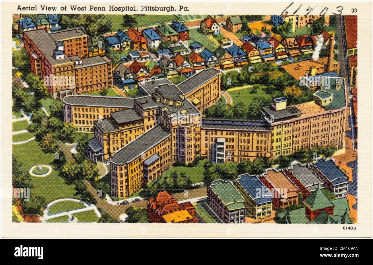 Aerial view of West Penn Hospital, Pittsburgh, PA. , Hospitals, Tichnor ...