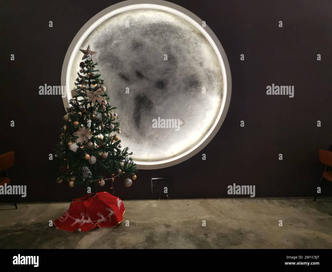 illuminated full moon image around the hall for Christmas celebration ...