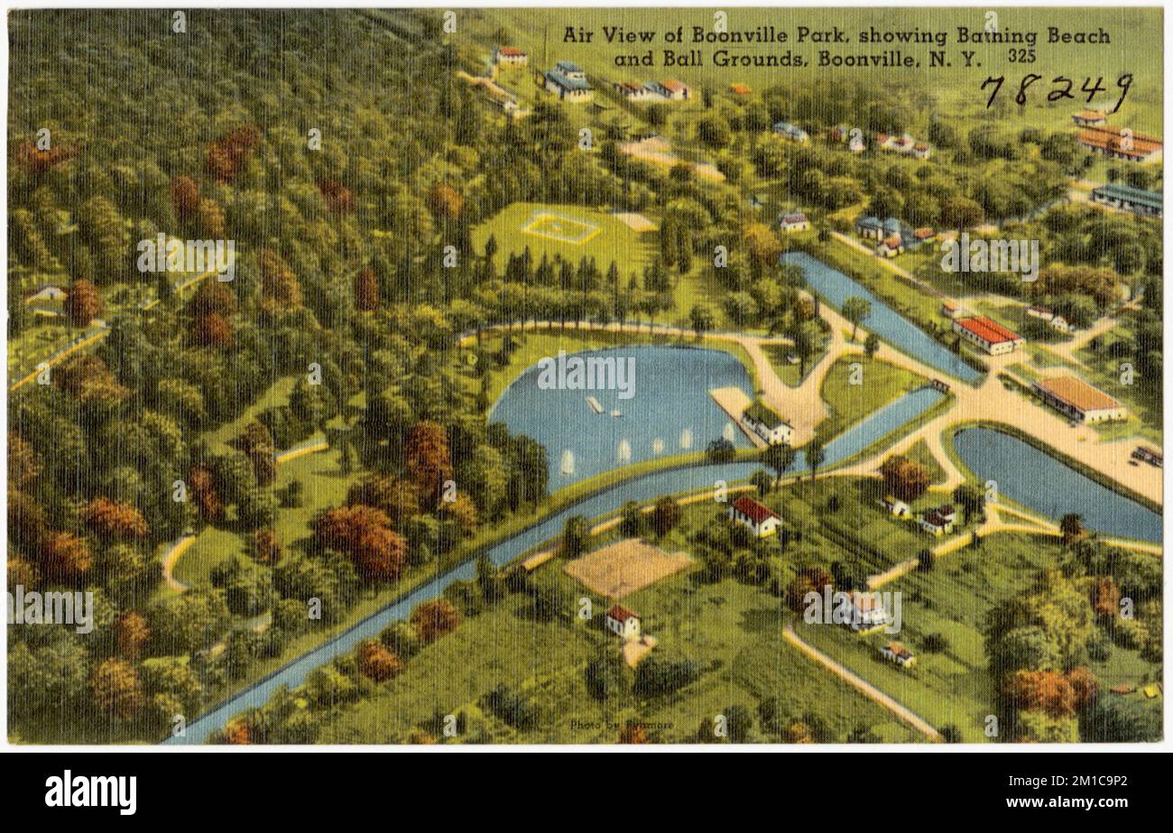 Air view of Boonville Park, showing Bathing Beach and Ball Grounds ...