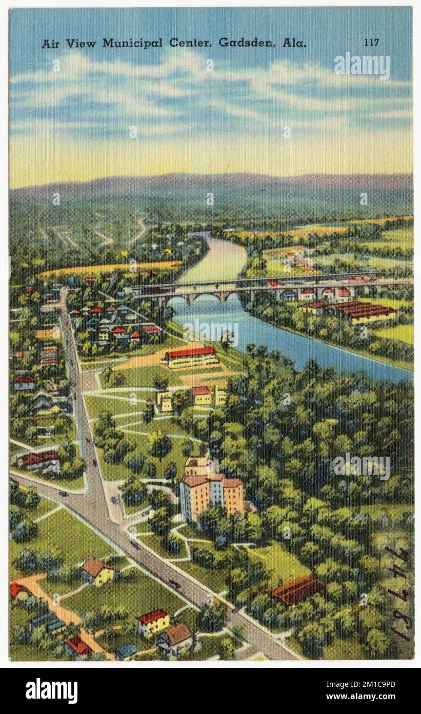 Air view municipal center, Gadsden, Ala. , Cities & towns, Tichnor ...