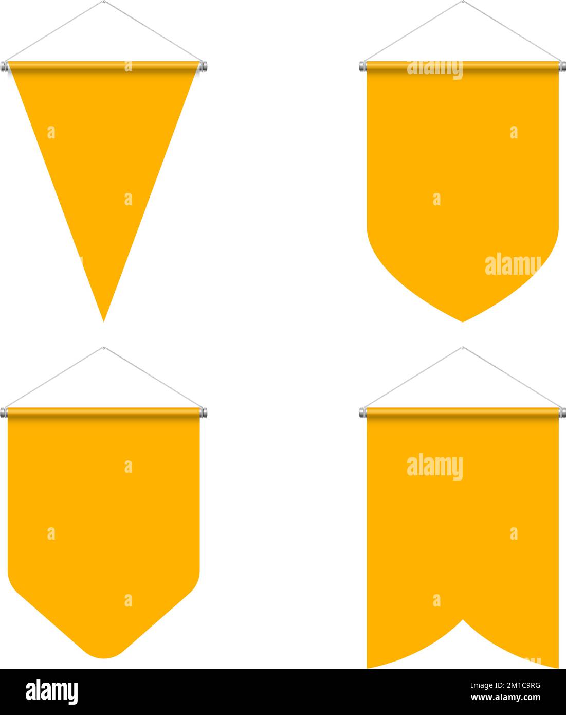 Template Yellow Blank Realistic Pennant Set on White Background ...