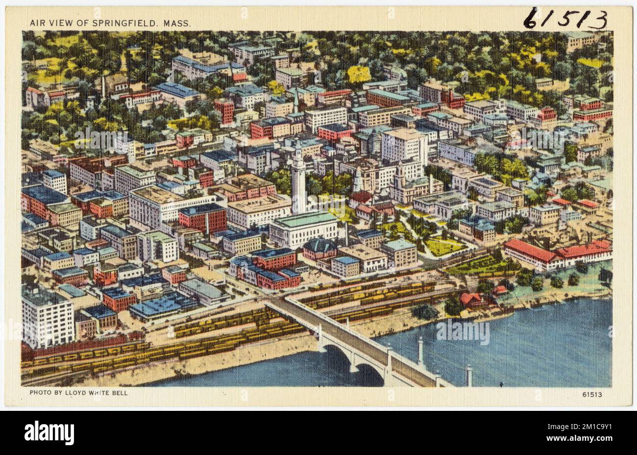 Air view of Springfield, Mass. , Cities & towns, Tichnor Brothers ...