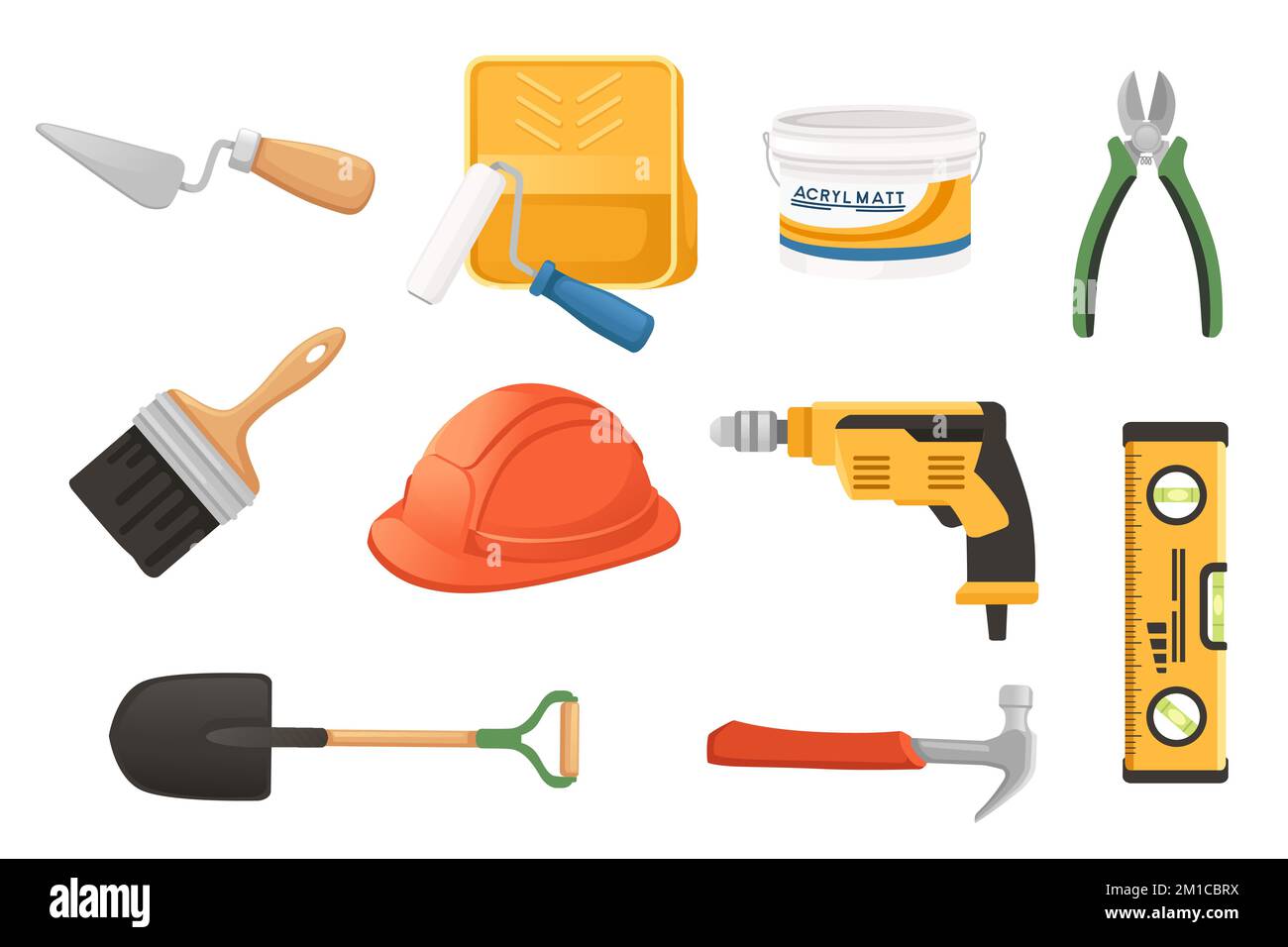 Set of different types of instruments for professional work vector ...