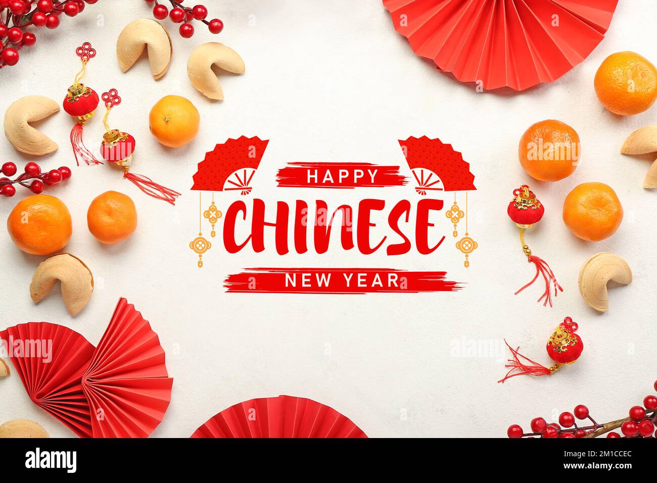 Stylish greeting card for Happy Chinese New Year on light background ...