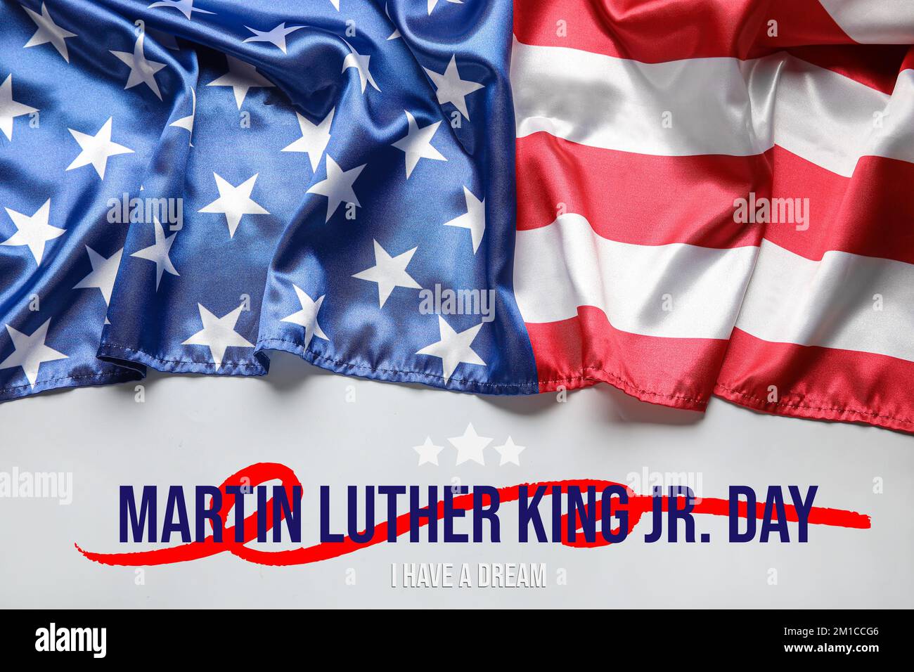 Flag of the United States of America on light background. Martin Luther ...
