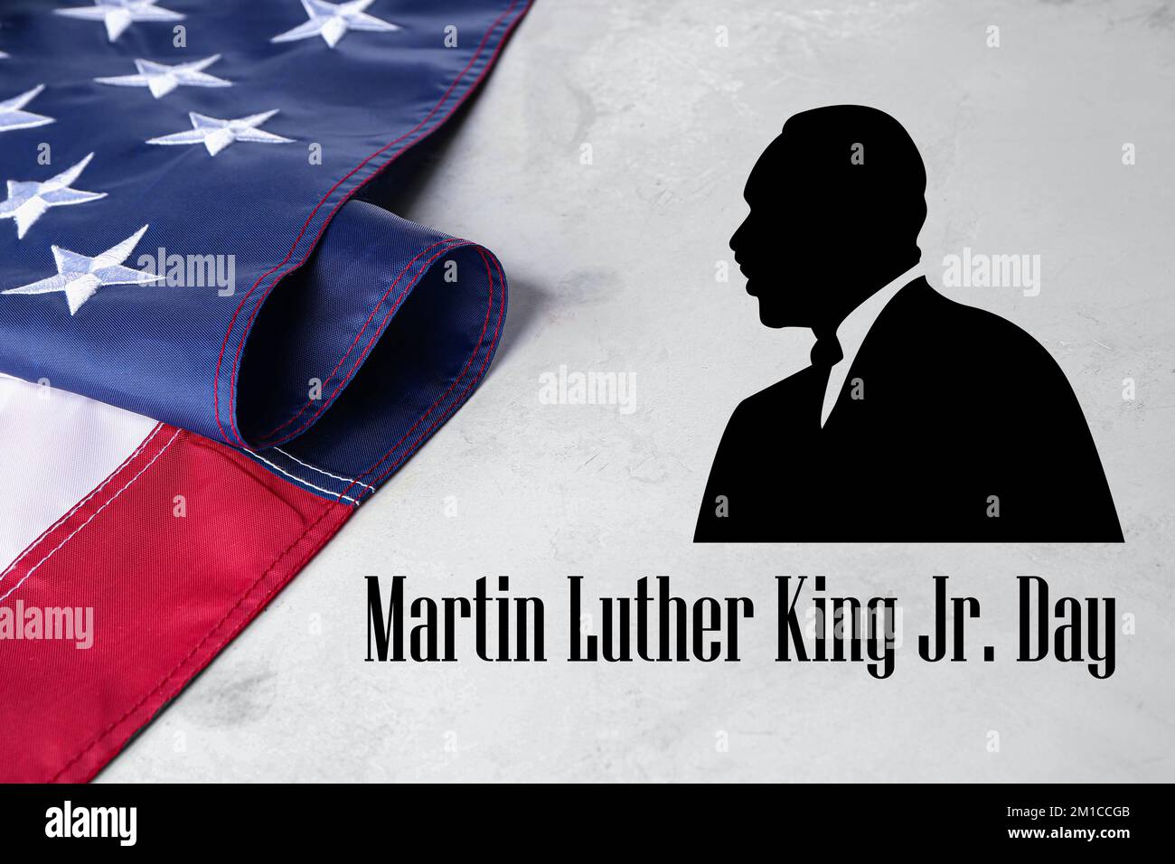 Flag of the United States of America on light background. Martin Luther ...