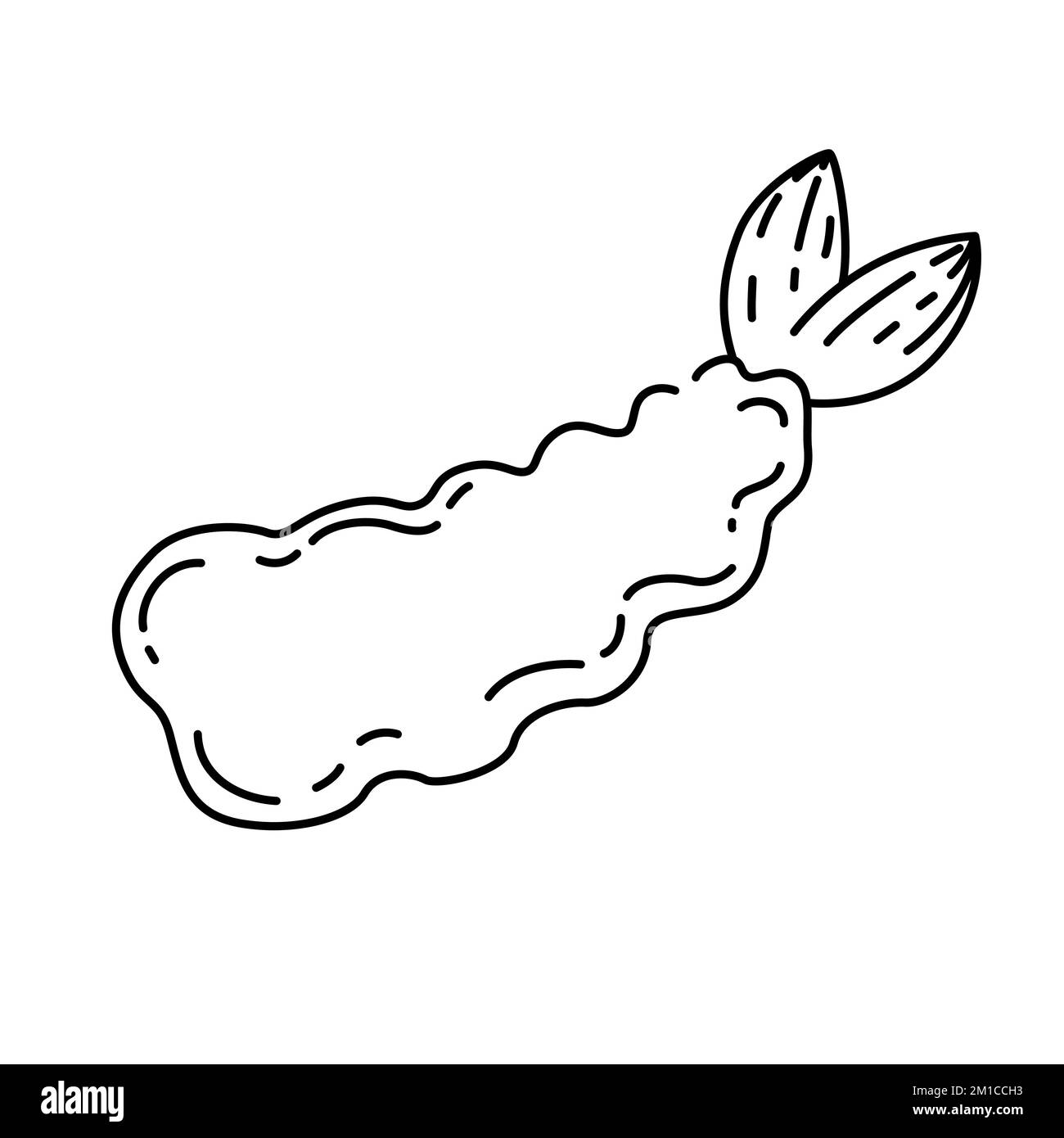 Fried shrimp outline style vector illustration isolated on white ...