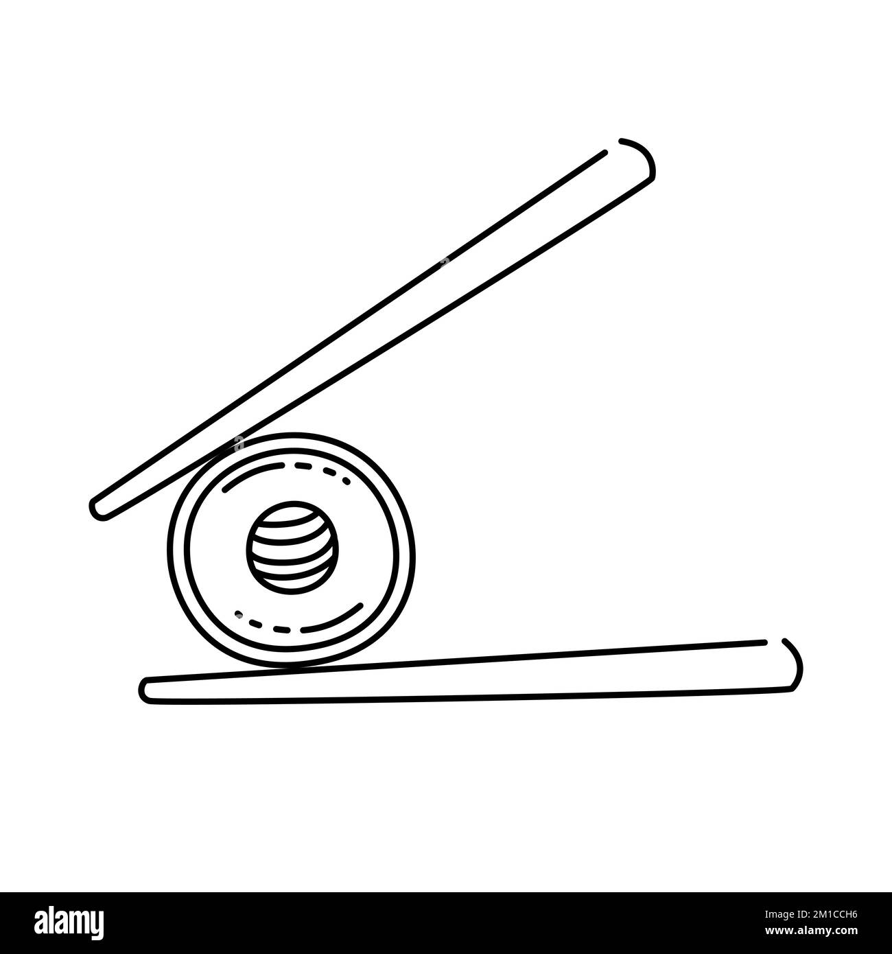 Maki Sushi Roll Outline Style Vector Illustration Isolated On White Background Stock Vector