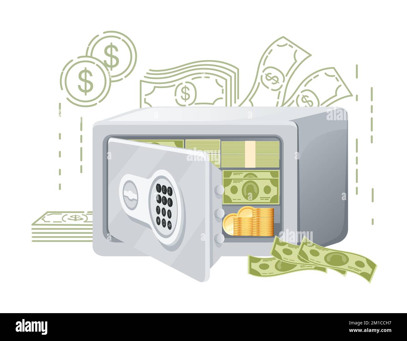 Armored steel safe with password lock silver color vector illustration ...