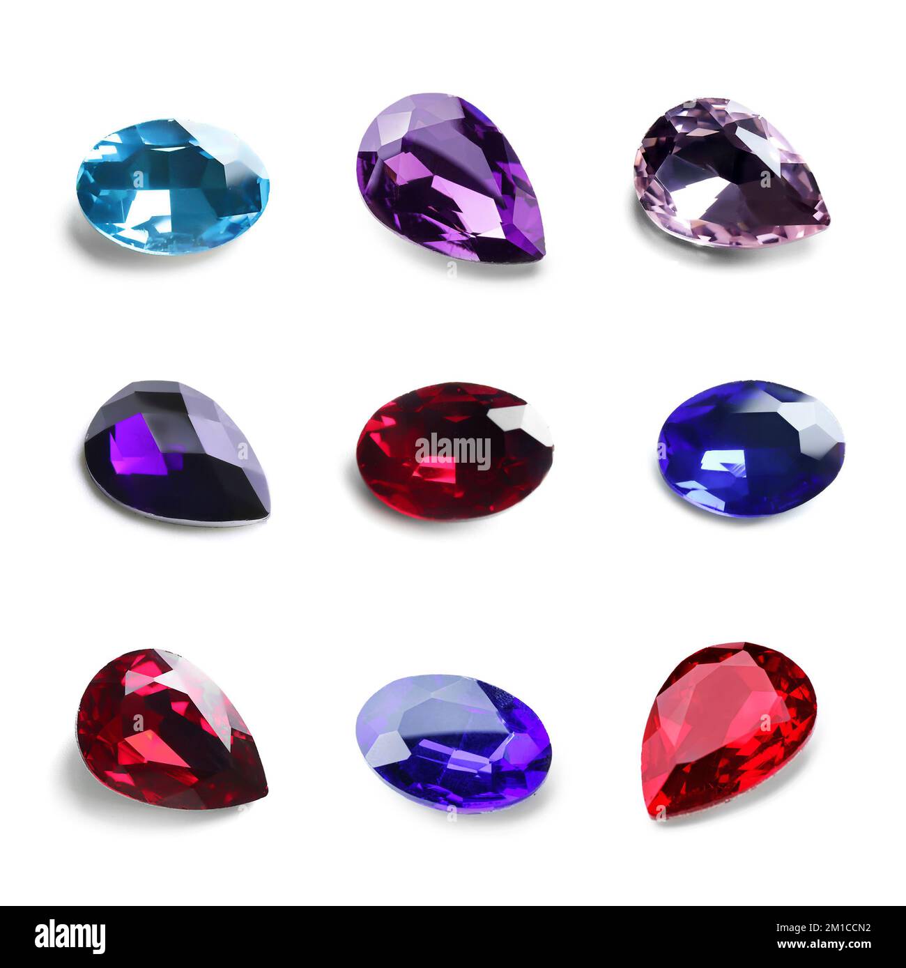 Set of different precious gemstones for jewellery isolated on white ...