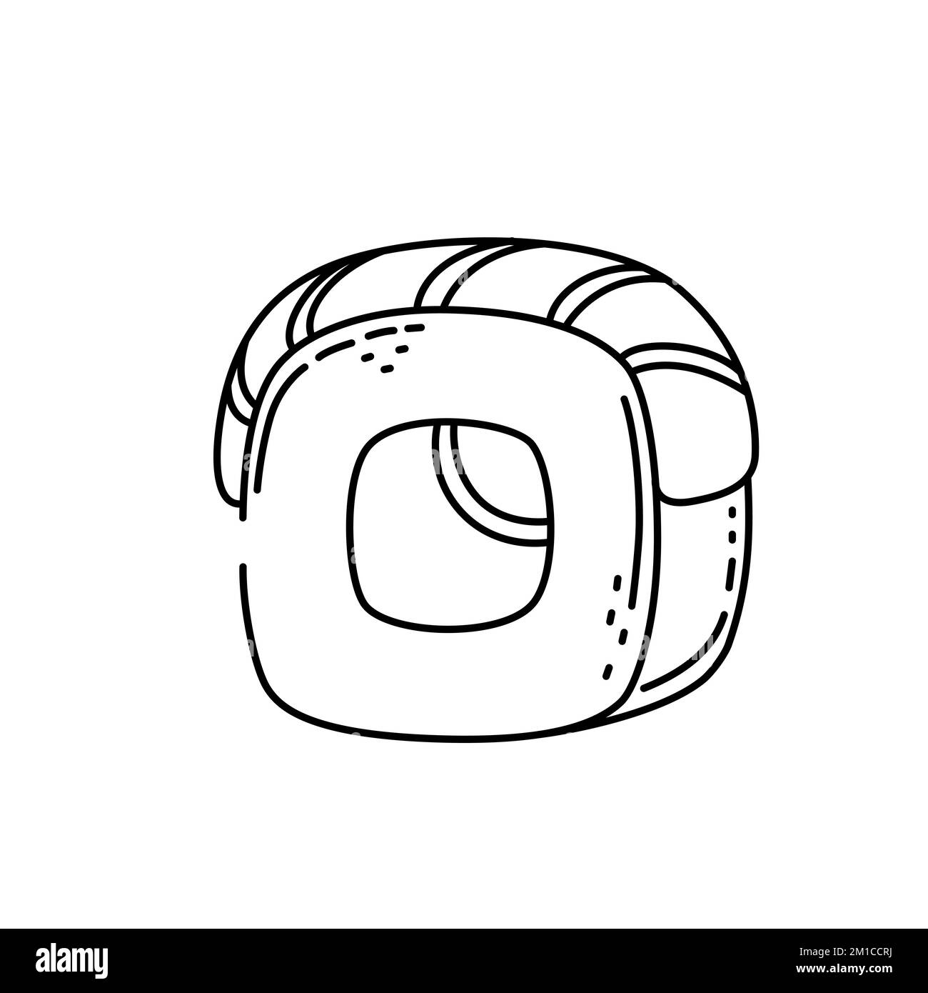 Maki sushi roll outline style vector illustration isolated on white ...