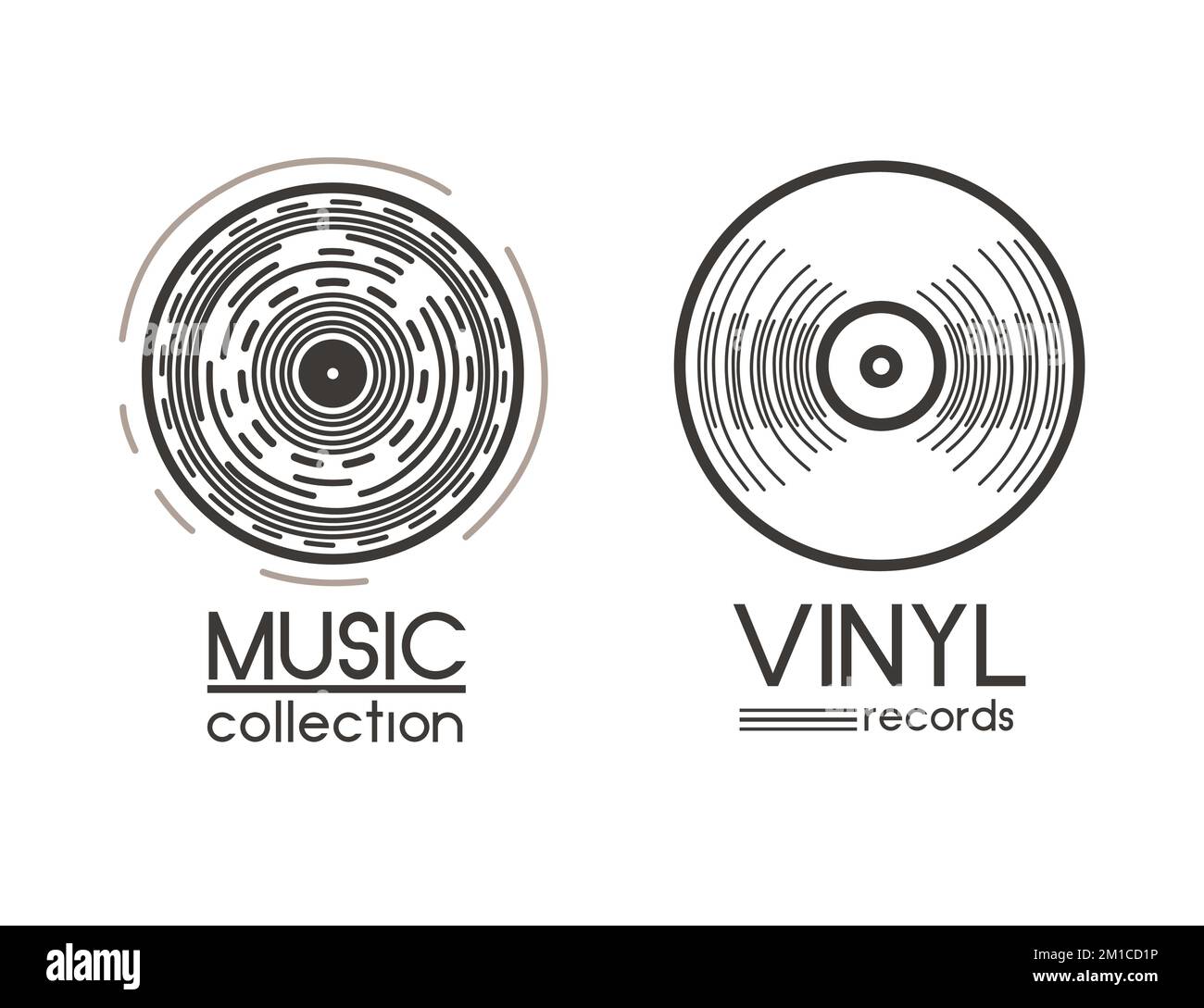 Vinyl records with label vector illustration isolated on white ...