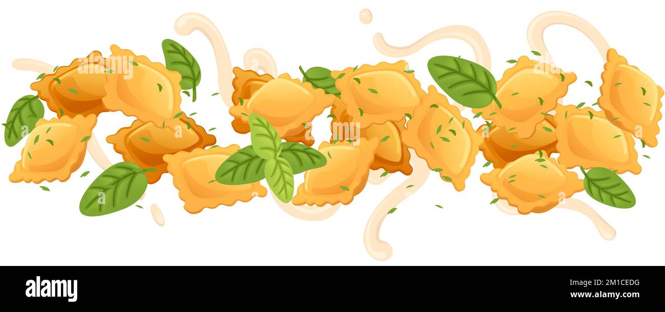 Ready for eat dish italian pasta ravioli cuisine staples with sauce and ...