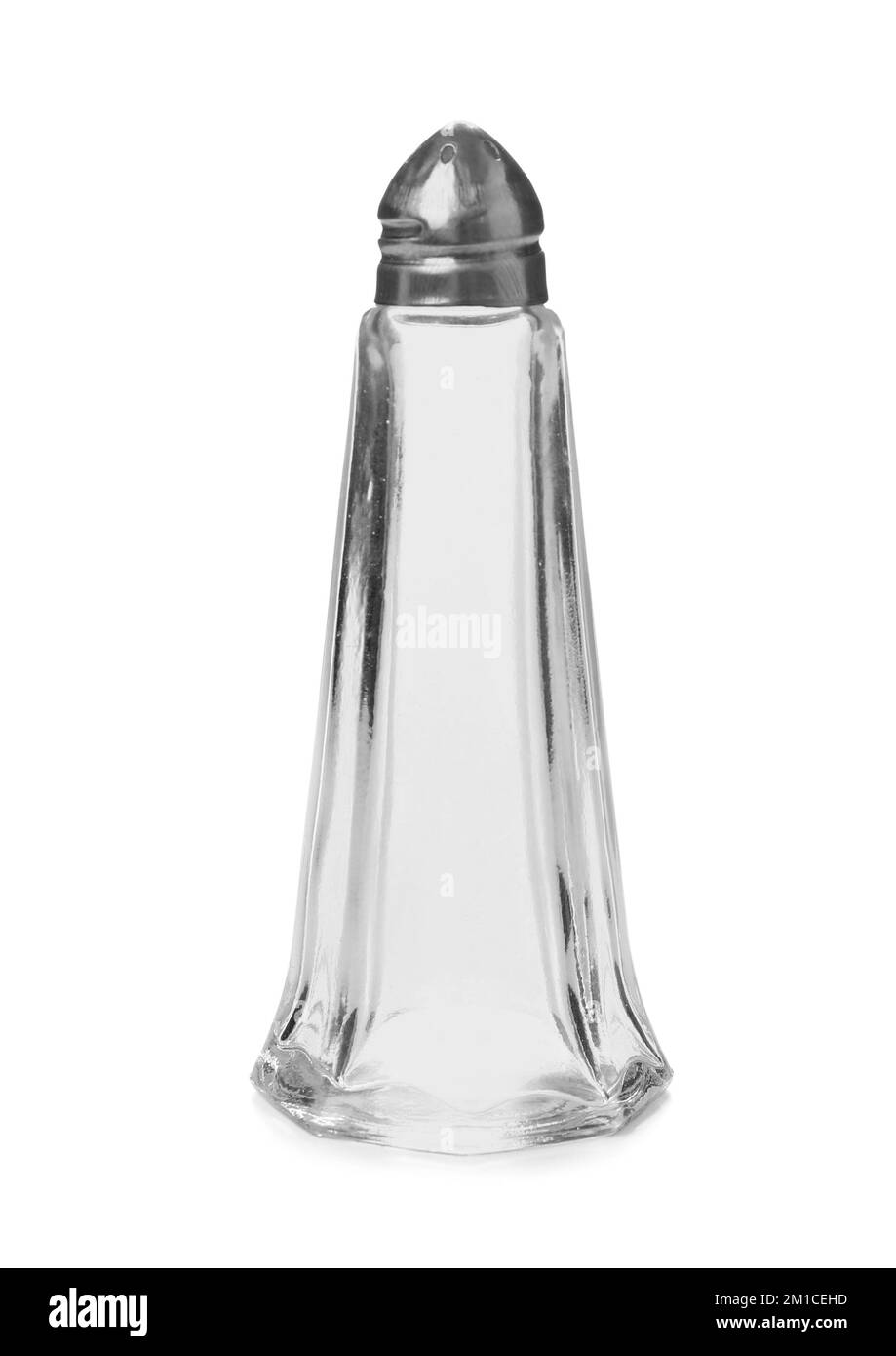 Glass salt shaker on white background Stock Photo - Alamy